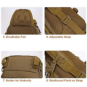 BraveHawk OUTDOORS Tactical Fishing Tackle Sling Backpack, 800D Military Nylon Oxford Multipurpose Shoulder Pack