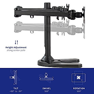 VIVO Triple LED LCD Computer Monitor Free Standing Desk Mount with Base, Heavy Duty Fully Adjustable Stand for 3 Screens up to 32 inches, STAND-V103F
