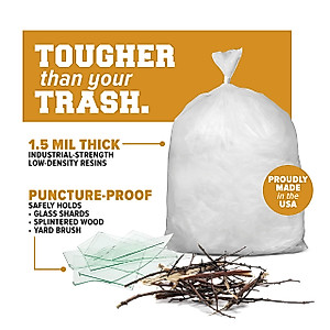 Plasticplace 95-96 Gallon Garbage Can Liners 1.5 Mil Clear Heavy Duty Trash Bags, 61 x 68”, 50 Count