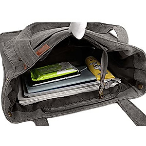 Sunshinejing Women's Canvas Tote Purse Handbag Top Handle Shoulder Work Bags (Brown)