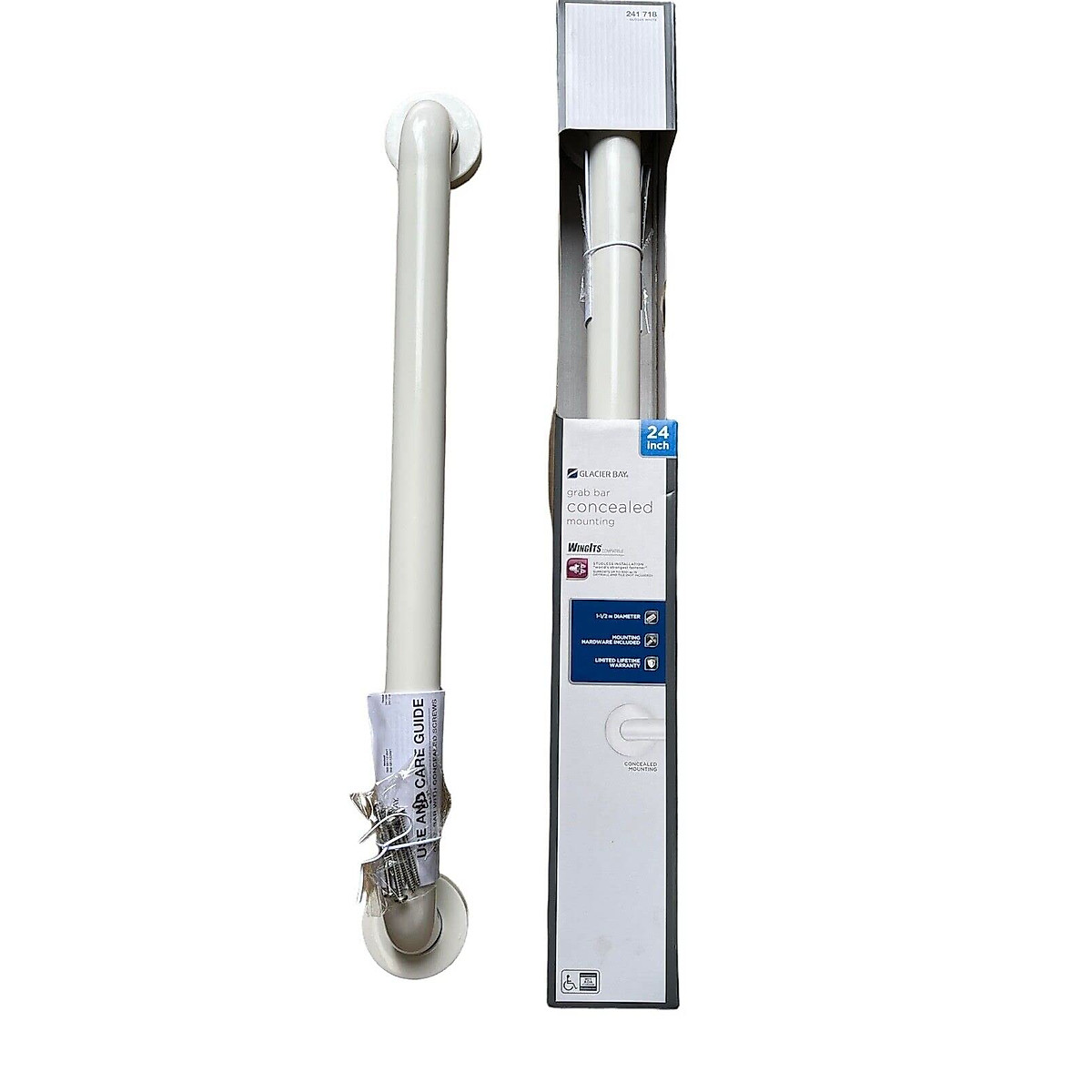 Glacier Bay 24 in X 1 1/2 in Concealed grab Bar...White