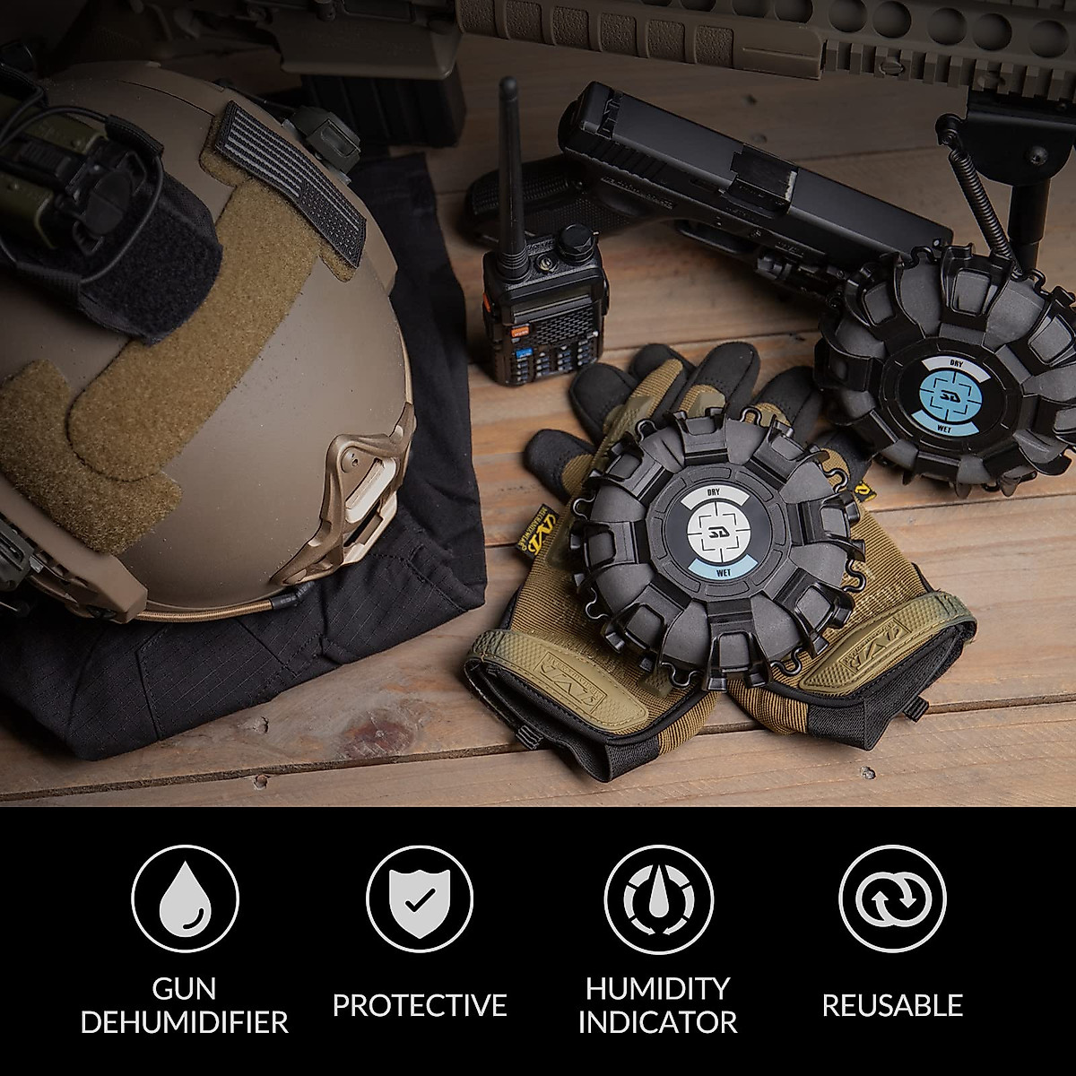 SILENT DRY Renewable Small Safe Dehumidifier Block, Rechargeable Portable Moisture Absorbers for Gun Accessories/Closet/Cabinet/Camera, up to 40L, 1 Pieces, Mine