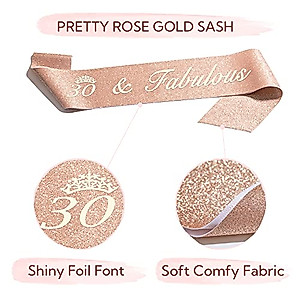 Bella Meri 30th Birthday Gifts for Women, 30th Birthday Tiara Crown, Sash, Cake Toppers,Birthday Candles, 30 Birthday Decorations Women