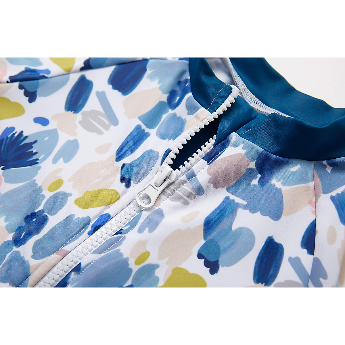 Baby Boys Sunsuits/Swimwear UPF 50+ Sun Protection One Piece Full-Length Zipper Swimsuits with Sun Cap. (Watercolor, 18-24Months)