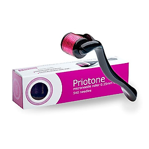 Titanium Needle Roller for Face Hair Beard - 540 .25mm Needles for Beauty Skin Care - Kit with The Best Home Cosmetic Tool and Storage Case for Pro Treatment - Upload eBook - for Women and Men