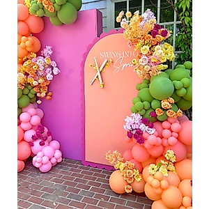 Pink and Orange Balloon Arch Kit, Double Stuffed Olive Green Hot Pink Orange Balloons, Pastel Pink Balloon Arch Kit for Baby Shower Birthday Wedding Bridal Summer Wonderland Party Supplies