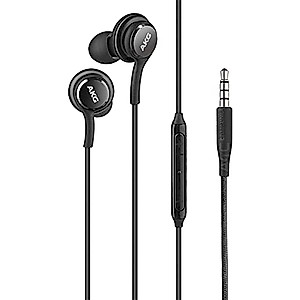 SAMSUNG AKG Wired Earbuds Original 3.5mm in-Ear Earbud Headphones with Remote & Microphone for Music, Phone Calls, Work - Noise Isolating Deep Bass, Includes Sports Water Bottle - Black