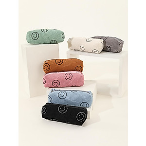 Smile Pencil Case Lightweight Small Aesthetic Pen Case Office College School Storage Bag Pouch Holder Box Organizer Makeup Pouch Cosmetic Bag Cute Pencil Case for Girls Boys Kids (Black)