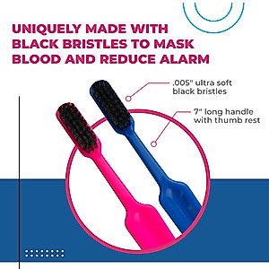 Tess Oral Health Ultra Soft Periodontal Toothbrush with Black Bristles - Post Surgical & Oncology Ultra-Soft Bristle Toothbrush (1 Dozen) - Gentle Care for Sensitive Smiles