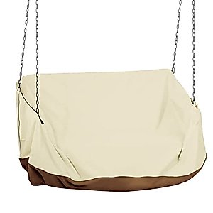 Outdoor Porch Swing Cover Waterproof Heavy Duty 420D Hanging Swing Chair Cover Replacement for Yard Swing Patio Furniture Cover 61x27.5x(35-27.5)Inch Beige