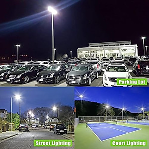 OPENLUX 4 Pack 320W LED Parking Lot Light with Photocell 48000LM LED Shoebox Pole Lights Slip Fit Mount Flood Lights UL Listed 5000K IP65 Outdoor Street Court Commercial Lighting AC 100-277V