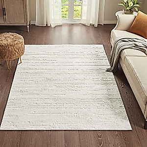 Madison Park Madis Woven Turkish Area Rugs for Living Room, Indoor Dining Accent Modern Home Décor, Ultra Soft Floor Carpets for Bedroom, 8 x 10ft, Terni Textured Cream