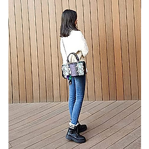 Shirt Luv Genuine Leather Women's Snake Pattern Handbags Chain Shoulder Crossbody Purses Box Top Handle Satchel Bags (Purple)