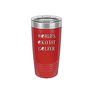 Rogue River Tactical Funny Okayest Golfer 20 Oz. Travel Tumbler Mug Cup w/Lid Vacuum Insulated Hot or Cold Gift For Golfer Dad Grandpa Ball (Red)