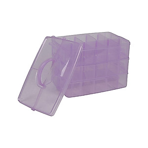 Everything Mary Stackable Storage Container, Purple - Portable Organizers with 30 Compartments - Three Tier Plastic Box with Handle