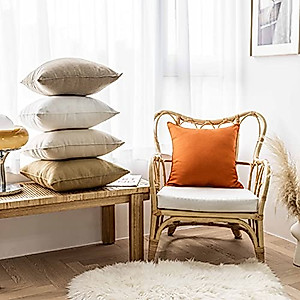 Home Brilliant Linen Pillow Covers Waterproof Outdoor Pillows for Patio Pillow Covers for Couch, 18 inch, 45 cm, 4 Pcs, Light Linen