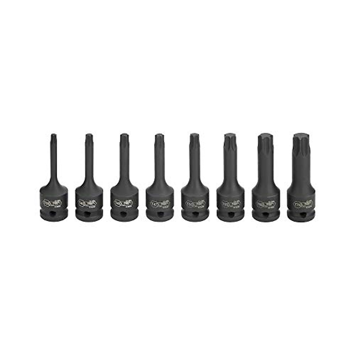 Jetech 8PCS 1/2 Inch Drive Impact Sockets Torx Bit Set, Star Bit Sockets T30-T70, Made with Cr-Mo Steel, One-Piece Construction, Includes Sturdy Blow-Molded Carry Case