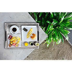 Booleaf Serving Tray, Authentic Paulownia Wood, Sturdy Black Metal Handles - Heart Swirl Design