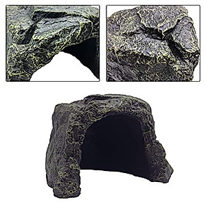PINVNBY Large Reptile Hideout Cave,Resin Rock Hides Habitat Decor Lizard Box Shelter Tortoise Basking Terrace Pet Terrarium Nest Decoration for Gecko,Spiders,Frogs,Fish,Turtles and Hermit Crabs