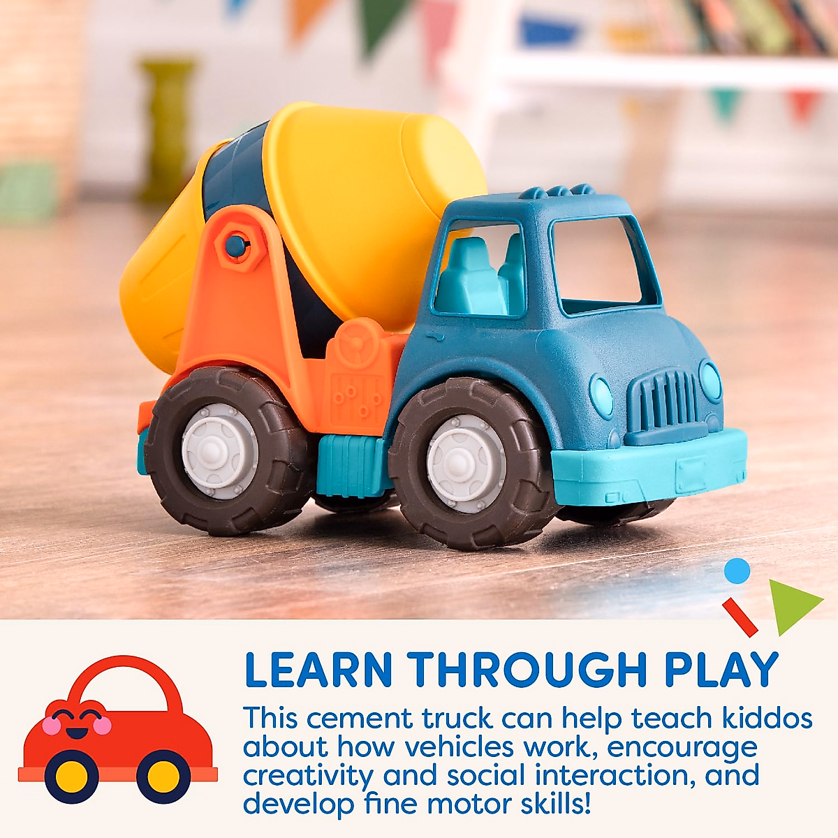 Battat- Wonder Wheels- Cement Truck – Truck With Concrete Mixer – Moveable Parts- Sturdy Construction Toy For Toddlers – Recyclable – Cement Truck