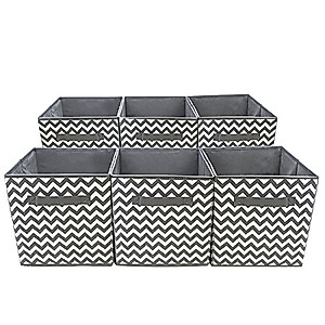 Sorbus® Foldable Storage Cube Basket Bin, 6 Pack,Chevron Pattern (Gray)