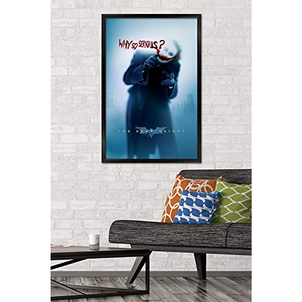 Trends International DC Comics - The Dark Knight - The Joker - Why So Serious Wall Poster, 22.375" x 34", Black Framed Version