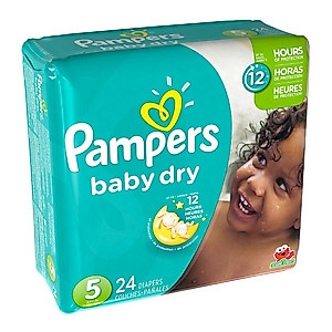 Pampers Size 5 Baby Dry Diaper, 24 count per pack - 4 per case.