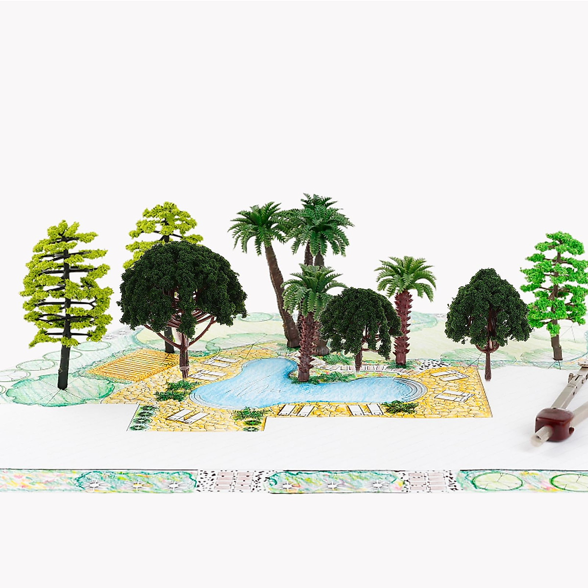 Angoily 20pcs Model Scenery Tree Yellow Scenery Layout Landscape Trees Model Trees Model Scenery Landscape Trees