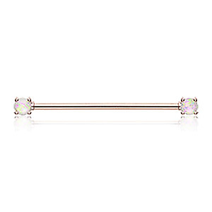 Covet Jewelry Rose Gold Opal Sparkle Prong Industrial Barbell
