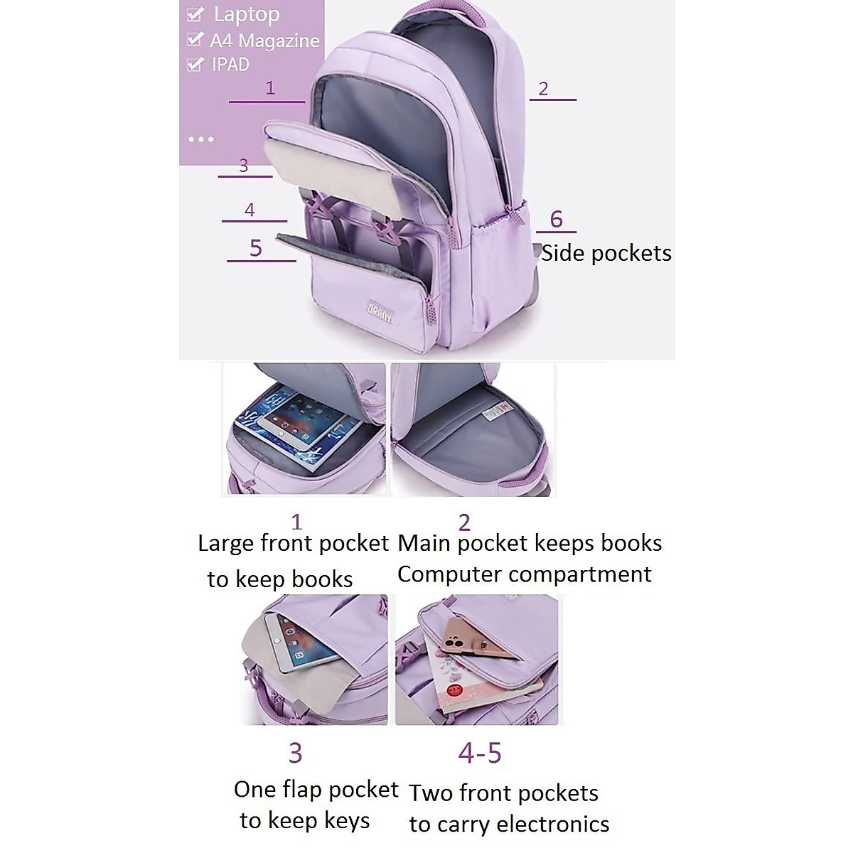 Rolling Backpack for Girls Boys with Wheels Solid Color Kids Trolley School Bag Wheeled Bookbag