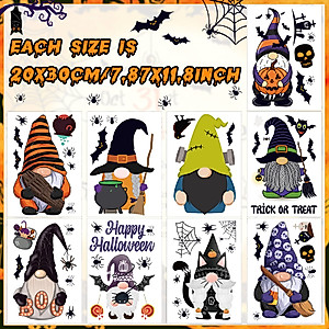 9 Sheets Halloween Gnome Wall Decals Halloween Wall Stickers Gnome Window Clings Bat Elf Faceless Dwarf Stickers for Home Walls Haunted House Halloween Party Decor