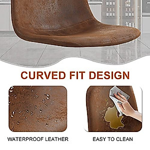 Dining Chairs Set of 4,Modern Mid Century Living Room Side Chairs with Metal Legs, Washable PU Leather, Armless Side Chairs for Kitchen Lounge Farmhouse, Rustic Brown, 4PCS