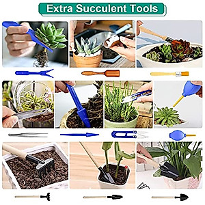 82 Pcs Garden Tools Set, Extra Succulent Tools Set, Heavy Duty Gardening Tools Aluminum with Soft Rubberized Non-Slip Handle Tools, Durable Storage Tote Bag, Gifts for Men (Blue)