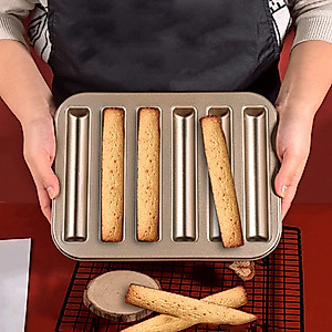 LIFKOME Biscuit Stick Baking Tray Carbon Steel Breadstick Biscotti Ladyfinger Small Muffin Cupcake Tin Tray