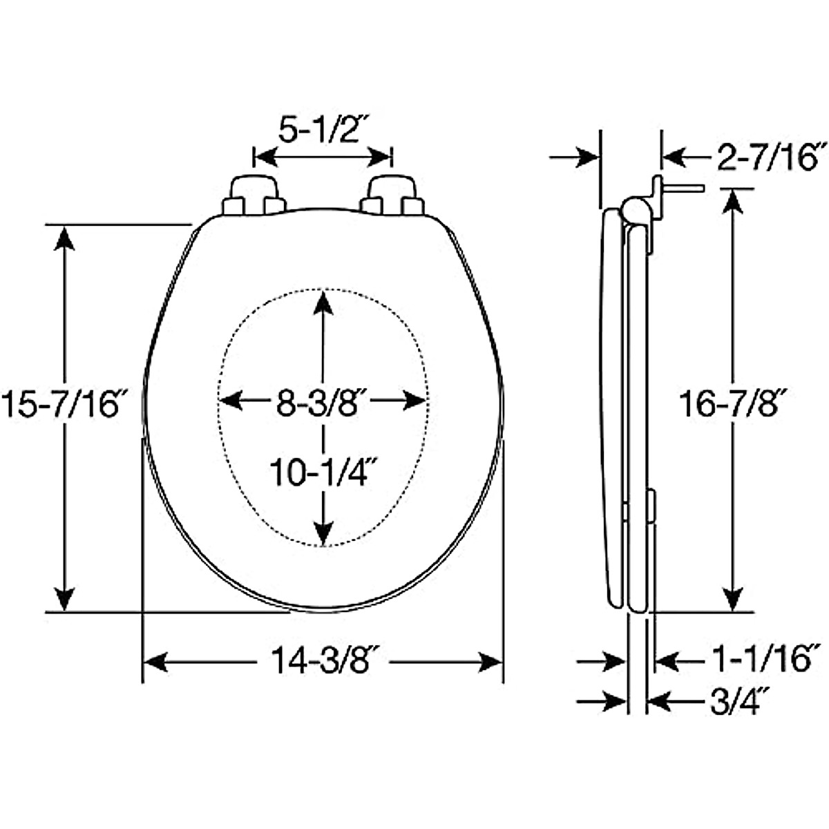 Mayfair 830CHSLB 000 Toilet Seat, 1 Pack-ROUND, White-Chrome Hinges