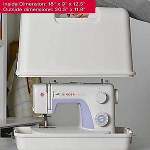SINGER | Universal Hard Carrying Case, White, Impact Resistant Plastic, Fits Most Free-Arm Portable Sewing Machines - Sewing Made Easy
