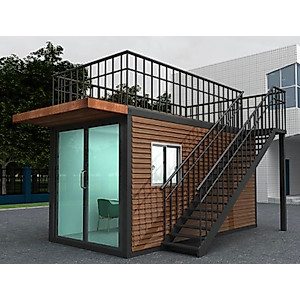 Prefab Hiking House, 20ft Container Home, Portable Mini Home with Deck, Outdoor Living Space for Couples, Suitable for Camping and Hiking 221" D x 144" W x 180" H (Hiking and Nature) w/Terrace