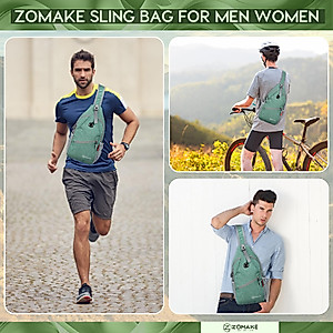 ZOMAKE Small Sling Bag, Travel Sling Backpack, Waterproof Hiking Cycling Crossbody pack for Men Women(Army Green)