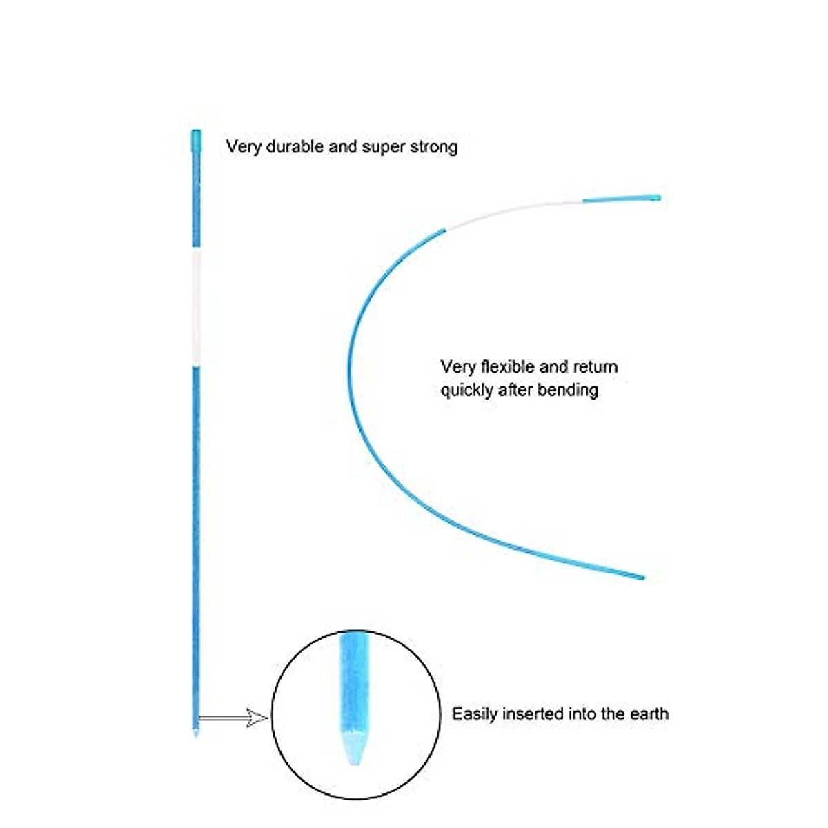 FiberMarker Snow Markers Driveway Reflectors Snow Stakes 72-Inch Blue ...