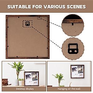 Muzilife 12x12 Shadow Box Picture Frame with Linen Board - Deep Wood & Glass Display Case to Hang Memory Box Baby Sports Memorabilia, Pins, Awards, Medals, Wedding, Tickets and Photos, Rustic Brown