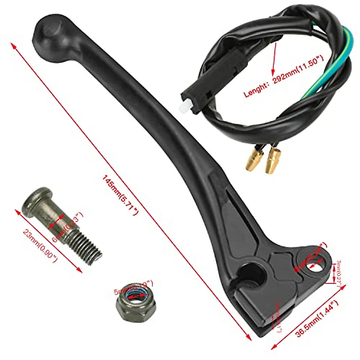 YOXUFA Left Rear Brake Lever Handle for GY6 49cc 50cc 125cc 150cc 139QMB 157QMJ TaoTao VIP ATM50A1 Pony Lancer IceBear Bandit Peace Sports SSR Lazer Chuckus Roketa Jonway Chinese Scooter Moped Parts