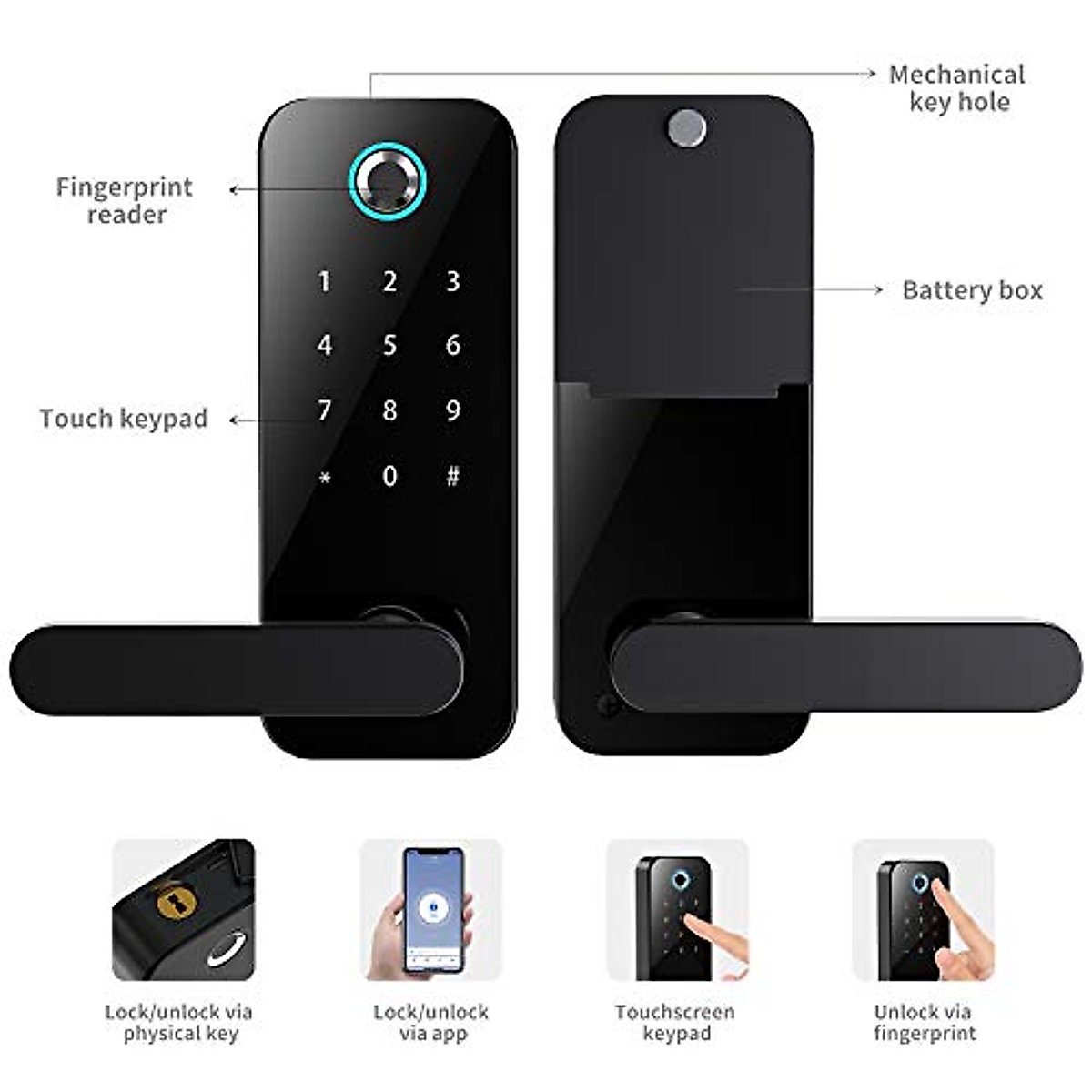 Smart Door Lock,Electronic Digital Bluetooth Smart Deadbolt,Keyless Entry Door Lock with Keypads,Gateway Hub Included, Work with Alexa and Google Home,Smart Life APP,Code for Home Apartment
