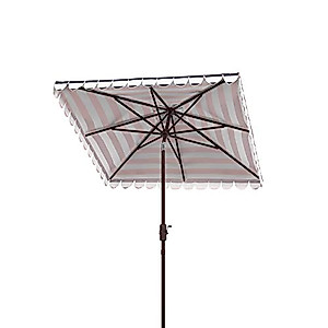 Safavieh PAT8411D Outdoor Vienna Black and White 7'6" Square Crank UV Protected Umbrella