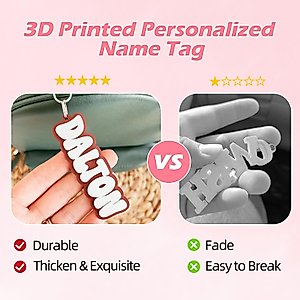 Custom Name Keychain Personalized, 3D Printed Personalized Name Keychains for Car Key, Backpack, Customized Key Chain for Women