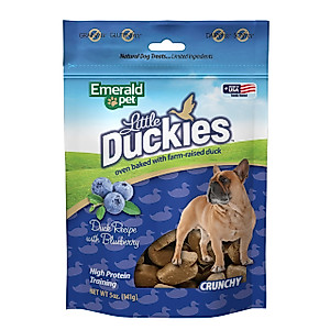 Emerald Pet Little Duckies Crunchy Natural Roasted Duck Dog Treats, Made in USA