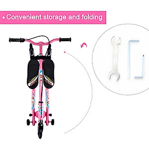 SANSIRP Swing Scooter for Kids, 3 Wheels Wiggle Scooter Foldable Self-Propelling Drift Kick Speeder Scooter with 3-Level Adjustable/LED Wheels for Boys Girls Ages 3-8