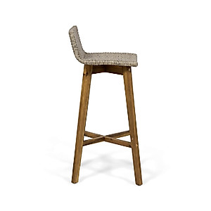 Christopher Knight Home La Brea Outdoor Acacia Wood and Wicker Barstools (Set of 4), Light Brown and Teak