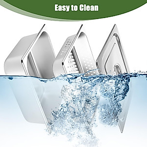 3 Pack Half Size 4 Inch Hotel Pan with Lids 2.6 Inch Perforated Steam Pan Stainless Steel Restaurant Pans for Restaurants, Cafeteria, Kitchen