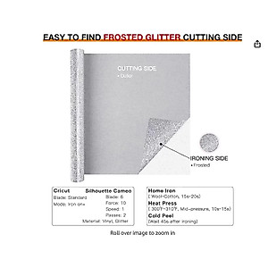 MerryMade Silver Glitter Heat Transfer Vinyl 12" x 8 ft HTV for Shirts, Glitter HTV for All Cutter Machine - Easy to Cut & Weed for Heat Vinyl Design (Silver)