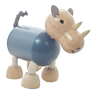 TEKOR Bendable Safari Wooden Animals (Set of 4) | Early Learning Montessori Toy for Toddlers & Kids. Includes a Lion, Alligator, Rhino, Giraffe. Smooth Wood, Bendable Legs, Child Friendly.